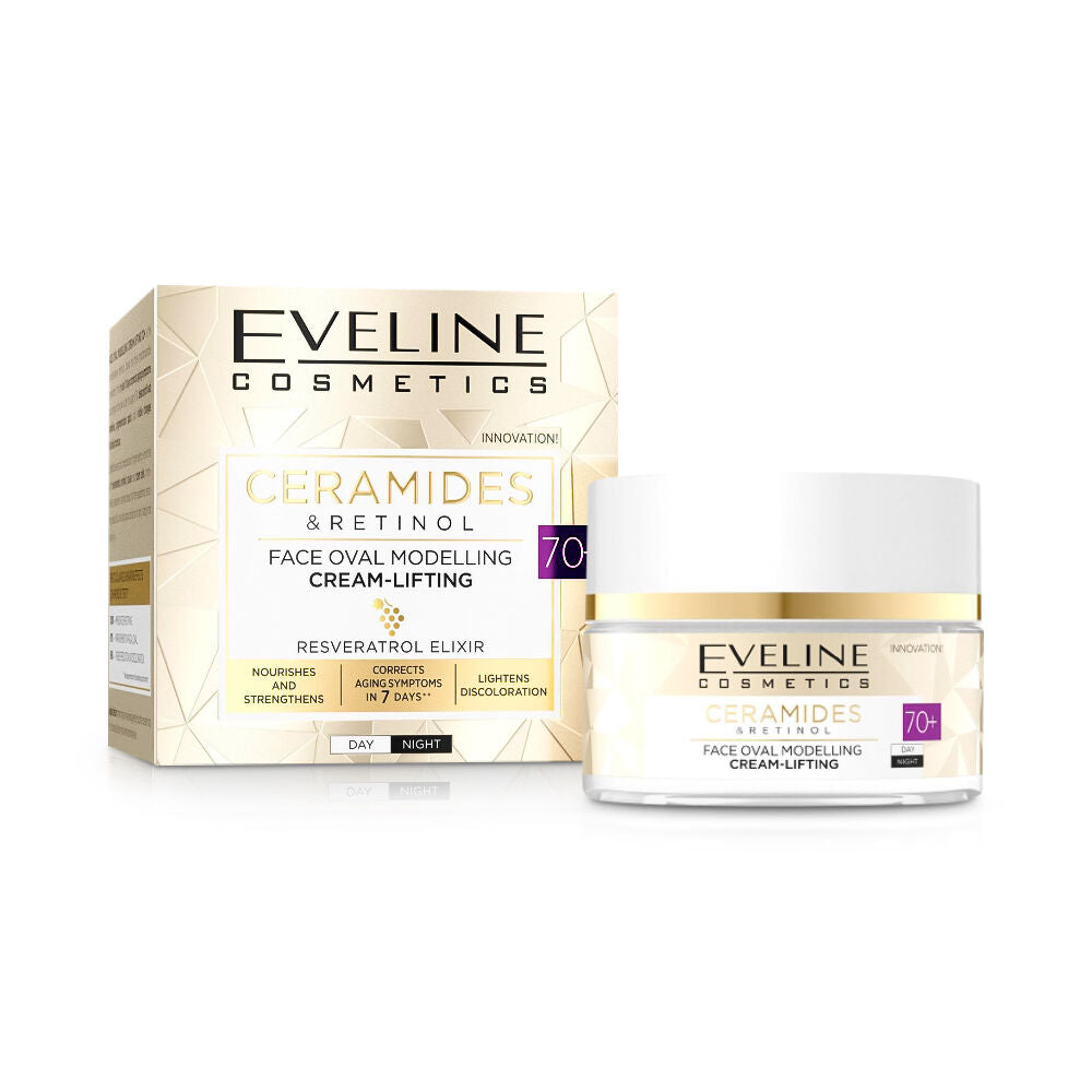 EVELINE Ceramides & Retinol Face Oval Modeling Lifting Cream 70+ 50ml ...