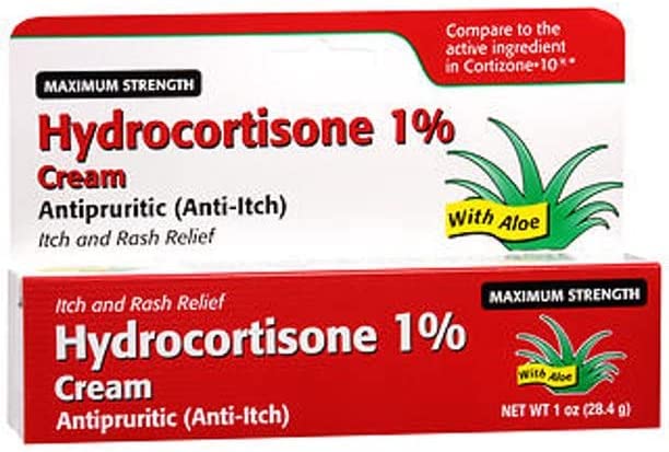Hydrocortisone Cream 1% with Aloe Anti-Itch Maximum Strength 1oz ...